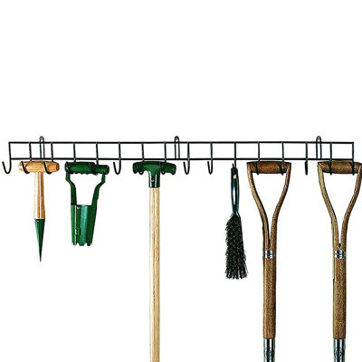 Extra-Long Tool Rack - Wall Mounted Garden Tool Holder with 16 Hooks ...