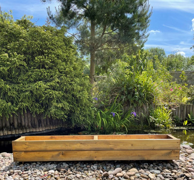 EXTRA LONG WOODEN PLANTER GARDEN FLOWER TROUGH PLANT TUB 1.5M