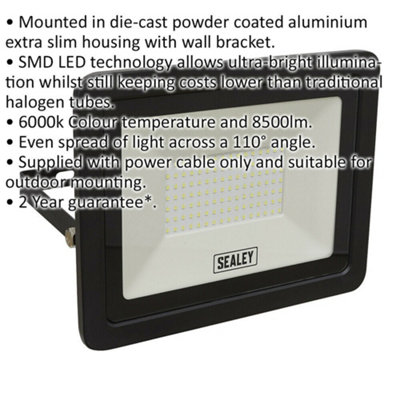 Extra Slim Floodlight with Wall Bracket - 100W SMD LED - IP65 Rated ...