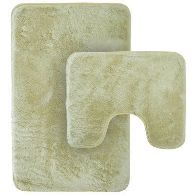 Extra Soft 2-Piece Non-Slip Bath Mat Set in Sage Green