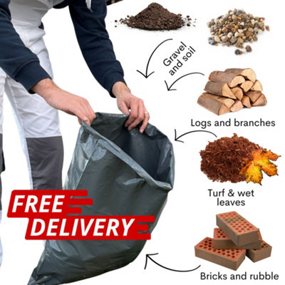 Extra Strong Rubble Sacks - 80 L capacity - 25 Rubble Bags - 100kg Load