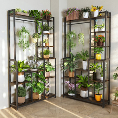 Extra Tall 7 Tiers Large Plant Shelf Industrial Wood Flower Stand ...