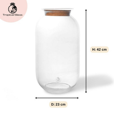 Extra Tall Glass Terrarium Jar with Cork Lid, H: 42 cm