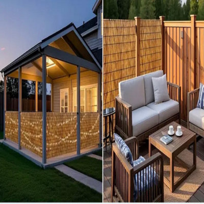 Extra Thick Natural Bamboo Reed FencePeeled Garden Screening Panels ...