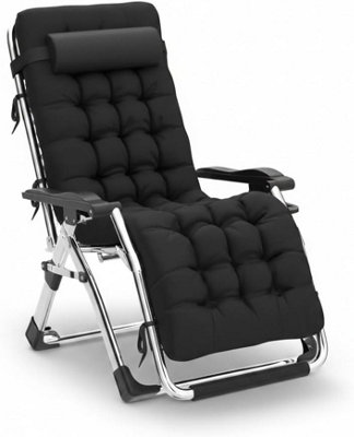 Extra Wide Zero Gravity Reclining Chair 74cm Foldable Outdoor Lounger ...