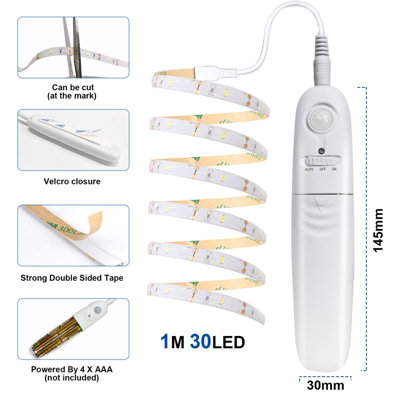 Extrastar 1.7W LED Infrared Sensor Strip Light, 1M, Daylight