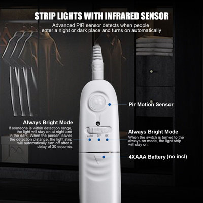 Extrastar 1.7W LED Infrared Sensor Strip Light, 1M, Daylight