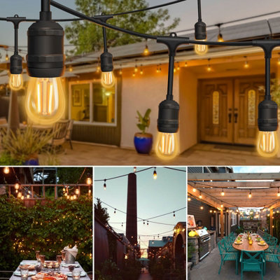 Extrastar 10M Drop Outdoor garden String Lights with 15 E27 Holder ...