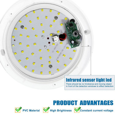 ExtraStar 18W 172mm Infrared Sensor Ceiling Light, Daylight 6500K
