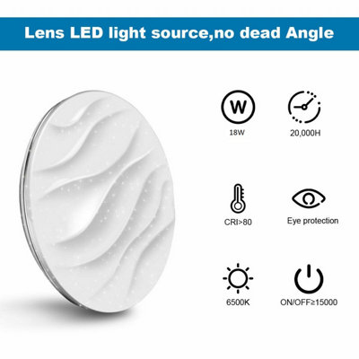 ExtraStar 18W 330mm LED Daylight Wavy Flush Ceiling Light