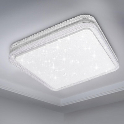 ExtraStar 18W Square LED Ceiling Light with Silver Glitter Edge, 6500K ...