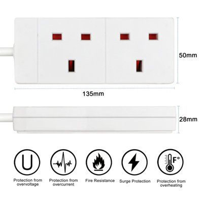 ExtraStar 2 Way Extension Leads 2M white 13A