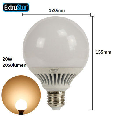 ExtraStar 20W LED G120 Ball Bulb, E27 3000K