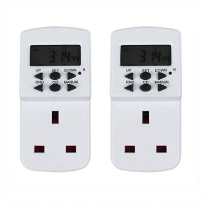 Extrastar 24 hour/7 day Programmable Electronic Timer - White, Pack of Two