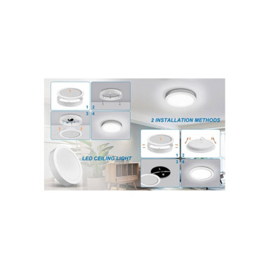 ExtraStar 24W LED Round Surface Mount Integrated Ceiling Light Flush ...