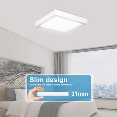 ExtraStar 24W LED Square Flush Ceiling Light, Daylight 6500K (300mm)