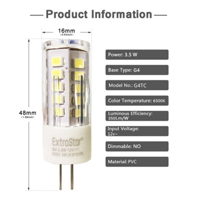 ExtraStar 3.5W LED Mini Bulb G4, 6500K