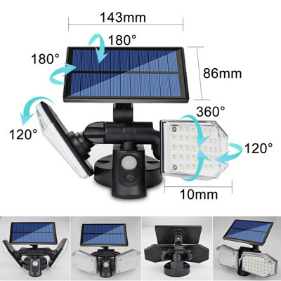 Extrastar 3.7W LED Solar Wall Lamp outdoor Garden Spike Floodlight PIR ...