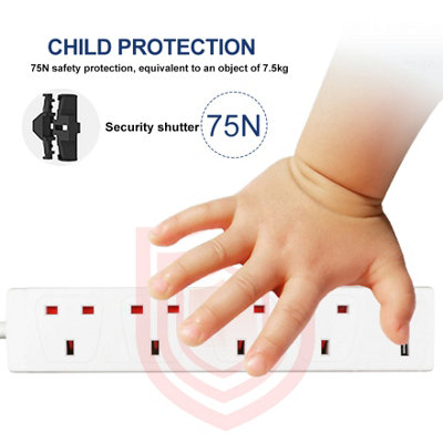 ExtraStar 4 Gang built-in USB Extension Lead 1 M 13A