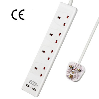 ExtraStar 4 Gang built-in USB Extension Lead 5M, 13A