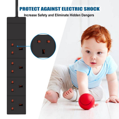 ExtraStar 4 Gang Indicator Side Switched Extension Lead 1M Black 13A