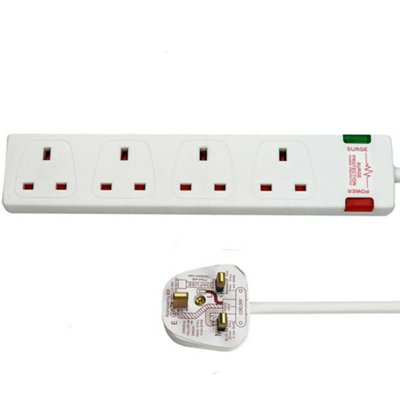 ExtraStar 4 Gang Surge-Protected Extension Lead 1M 13A