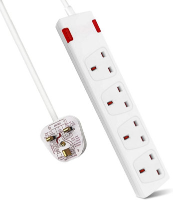 Extrastar 4 Way Socket 13A, 5M, White, with Indicate Light, Child ...