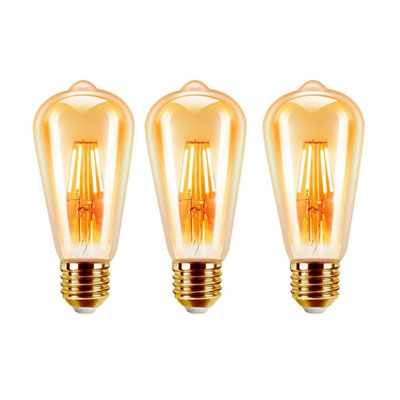 Extrastar 4W LED ST64 Filament Bulb E27, 64 x 142mm, 2200K (Pack of 3 ...