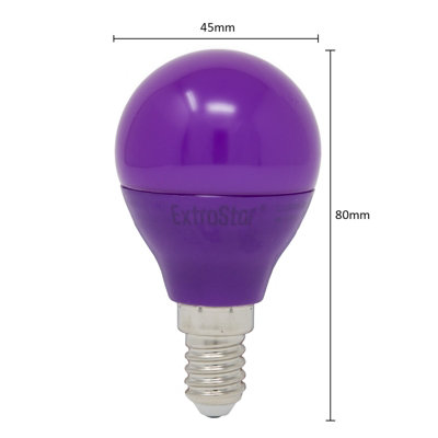 ExtraStar 4W Purple LED Golf Ball Modern Coloured Light Bulb E14