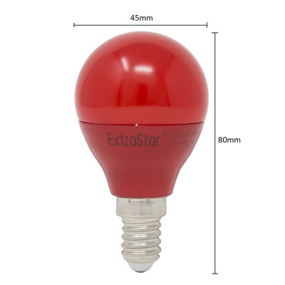 ExtraStar 4W Red LED Golf Ball Modern Coloured Light Bulb E14