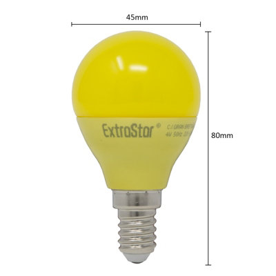 ExtraStar 4W Yellow LED Golf Ball Modern Coloured Light Bulb E14