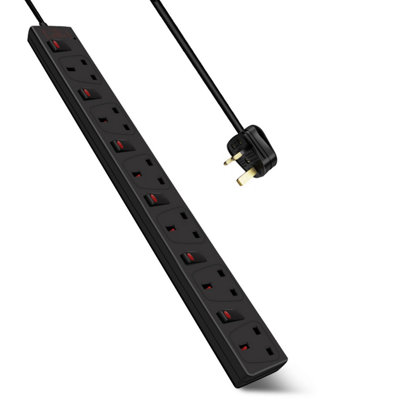 ExtraStar 6 Gang Individual Switched Surge-Protected Extension Lead 1m ...
