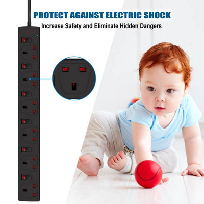 ExtraStar 6 Gang Individual Switched Surge-Protected Extension Lead 1m ...