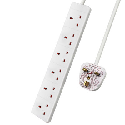 Extrastar 6 Way Extension Leads 1M white 13A | DIY at B&Q