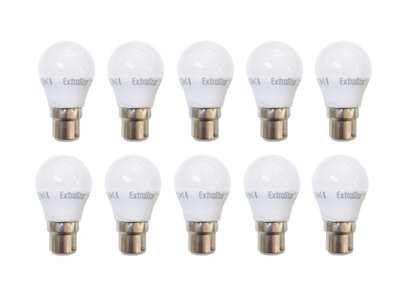 Extrastar 7W LED Ball Bulb B22 Daylight 6500K (pack of 10) | DIY at B&Q