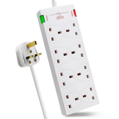 ExtraStar 8 Gang Surge-Protected Extension Lead 3M, 13A