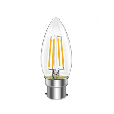 EXTRASTAR B22 LED Filament Candle Bulbs 6W warm white,2700K | DIY at B&Q