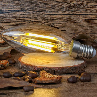 EXTRASTAR E14 LED Filament Candle Bulbs 4W warm white,2700K