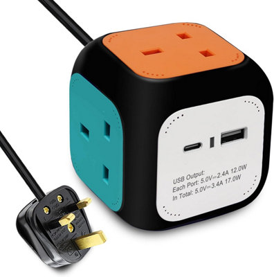 Extrastar EXTRASTAR Power Cube 4 Ways Sockets USB Type-C 1.5m black 13A ...