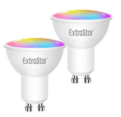ExtraStar GU10 6W WIFI LED Smart RGB Light bulb (pack of 2) | DIY at B&Q