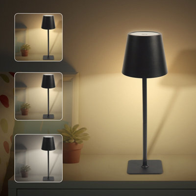 ExtraStar LED Desk Lamp Rechargeable, Black, 3 Colour Temperature Warm ...