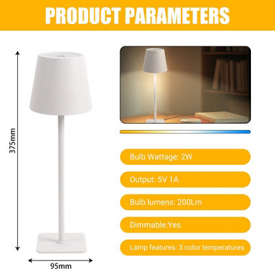ExtraStar LED Desk Lamp Rechargeable, White, 3 Color Change