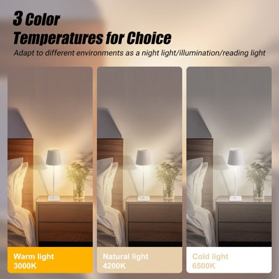 ExtraStar LED Desk Lamp Rechargeable, White, 3 Color Change