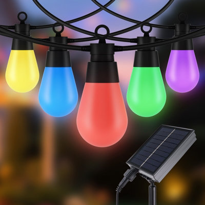 ExtraStar LED Solar Bulb String Lights, 6.5m, 10 Bulbs, 8 Modes RGBW