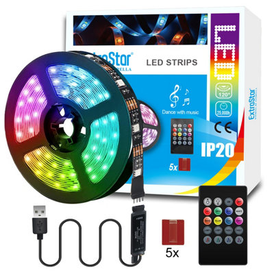 ExtraStar LED Strips Light with Remote Control, power by USB, 3M