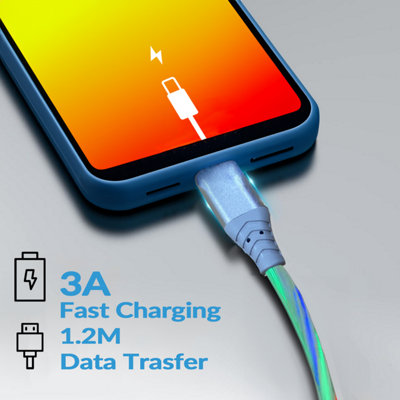 ExtraStar Light-Up USB Type-C Charging Data Cable, 3A 1.2m