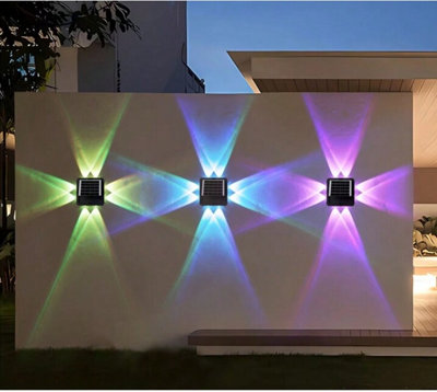 ExtraStar Modern 4-Way LED Solar Wall Light, RGB Multi-Colour