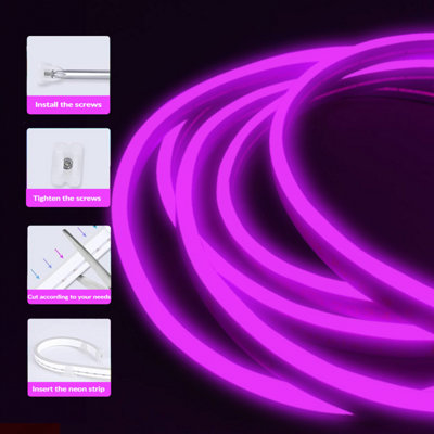 ExtraStar Neon LED Strip 5M Cable with Power Adapter, Purple, IP65 ...
