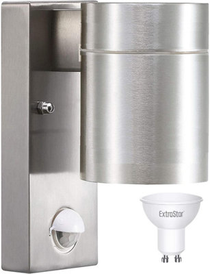 ExtraStar Outdoor PIR Sensor Down Wall light Stainless Steel IP44 (GU10 ...