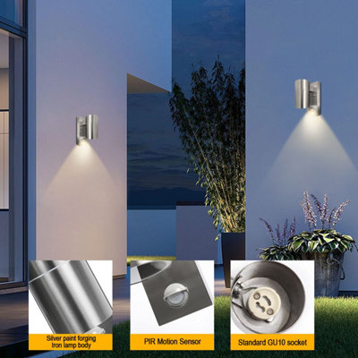 ExtraStar Outdoor PIR Sensor Down Wall light Stainless Steel IP44 (GU10 ...